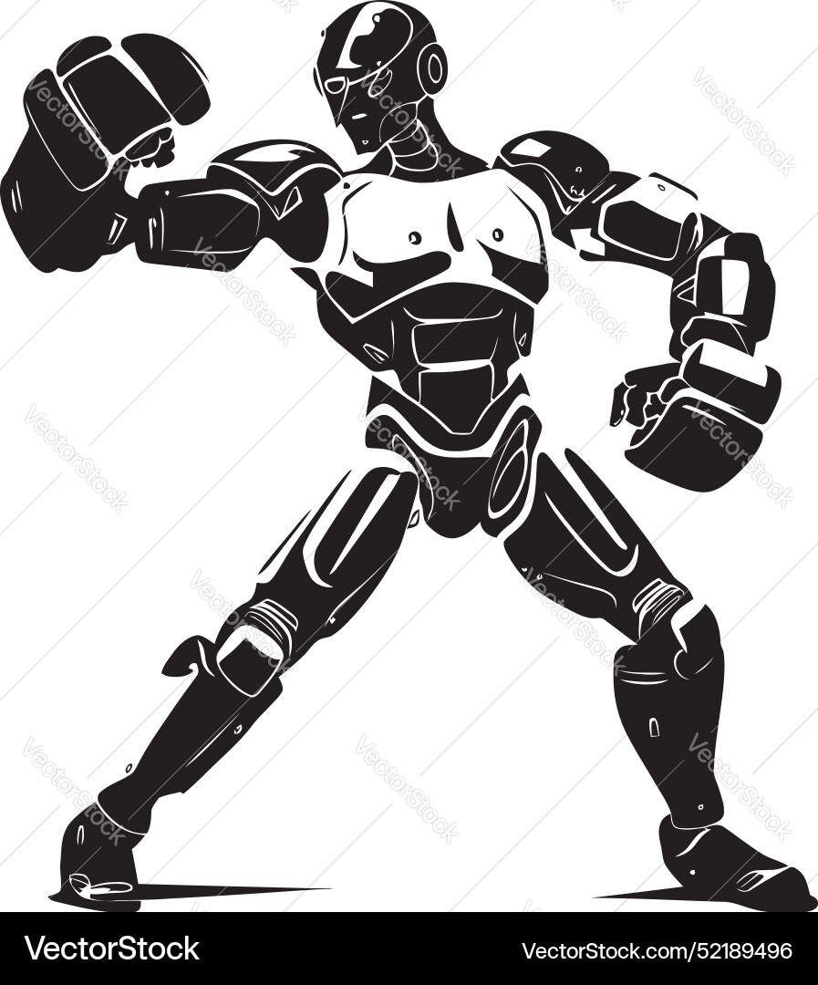 Cybernetic gladiator robot boxer black logo icon Vector Image