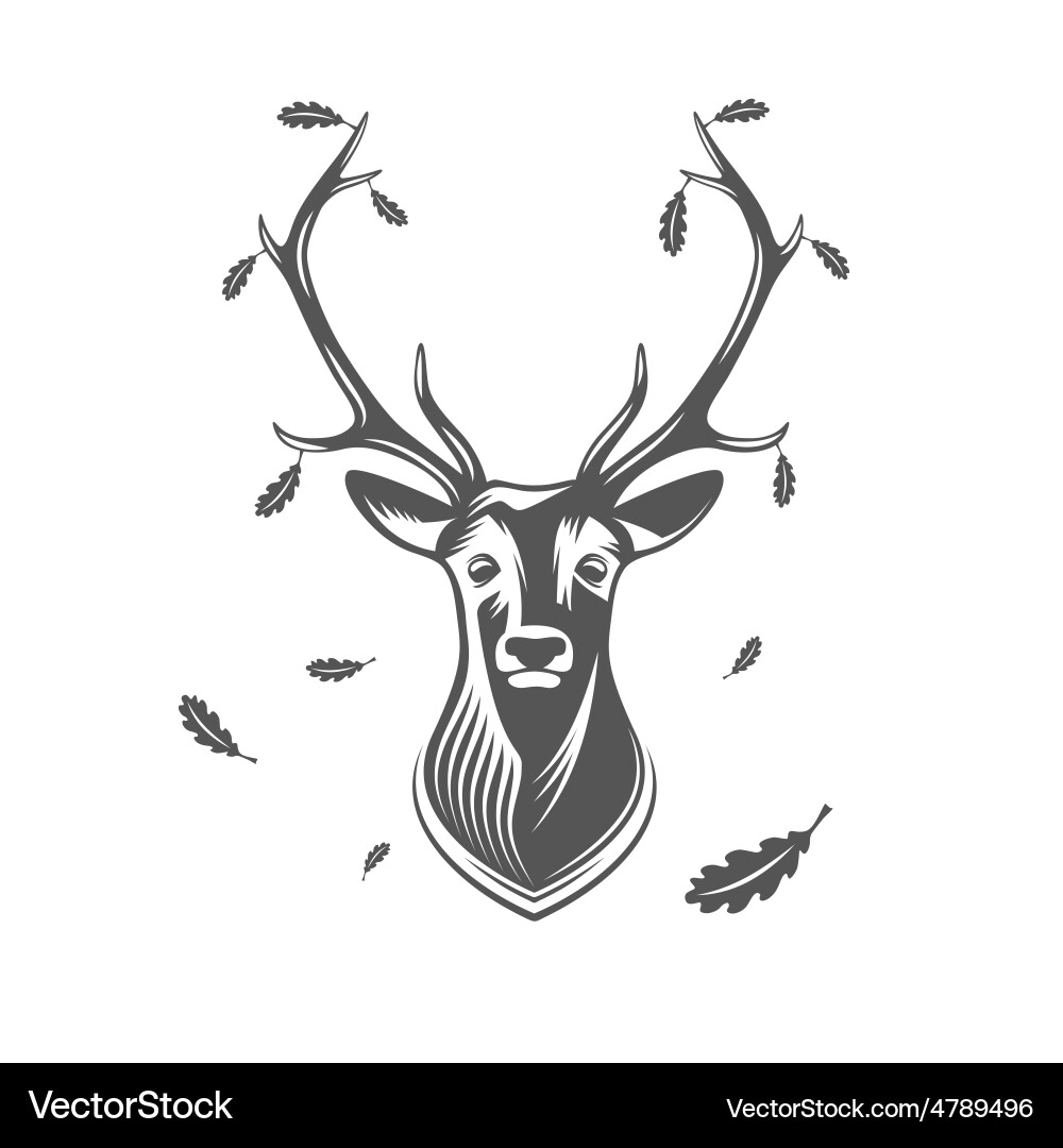 Deer head with oak leaves Royalty Free Vector Image