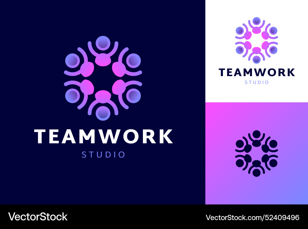 Gradient teamwork logo template Royalty Free Vector Image