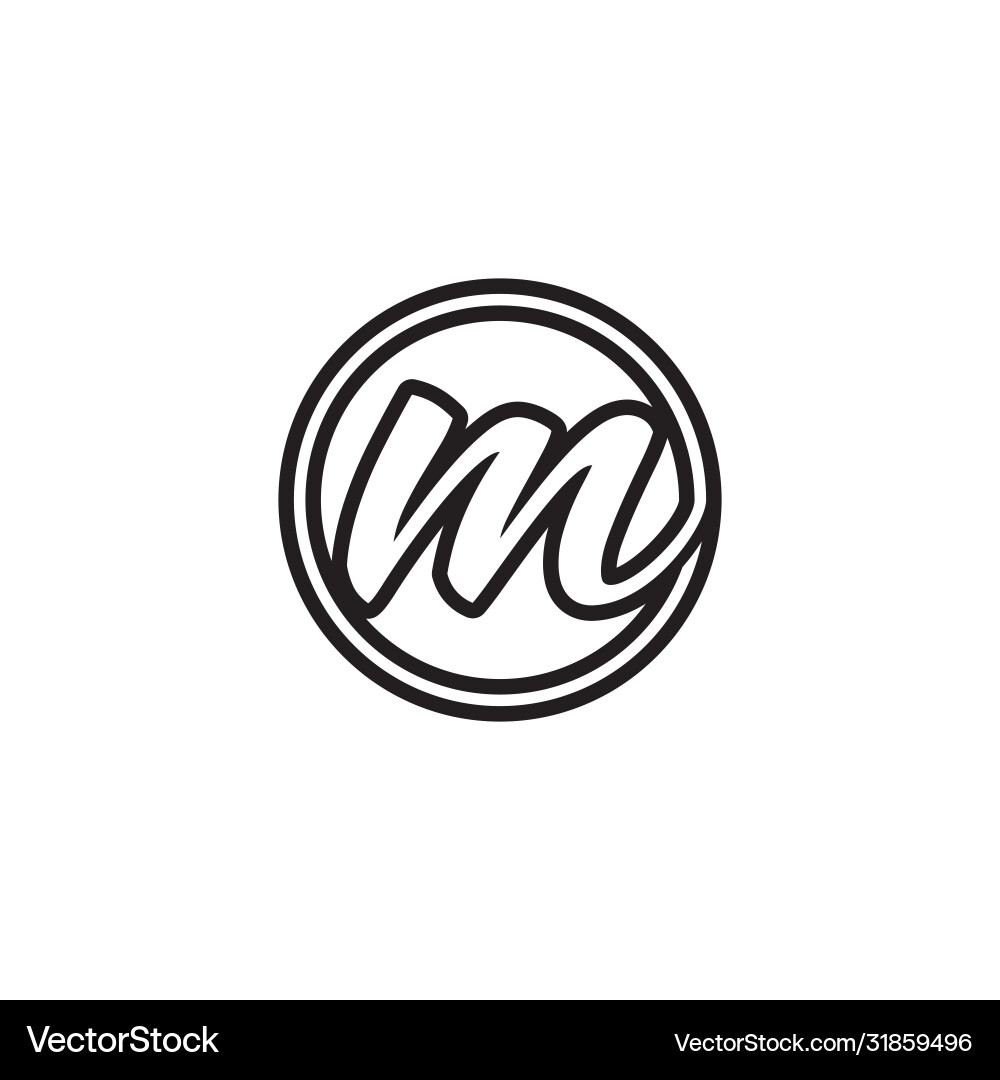 M script letter circle lines logo design Vector Image