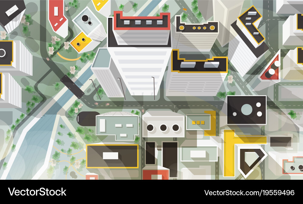 Modern Cityscape Aerial View Royalty Free Vector Image