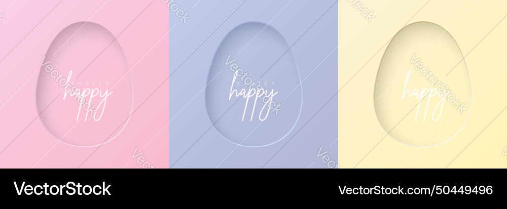 Set of pastel colored 3d egg shape frame design Vector Image