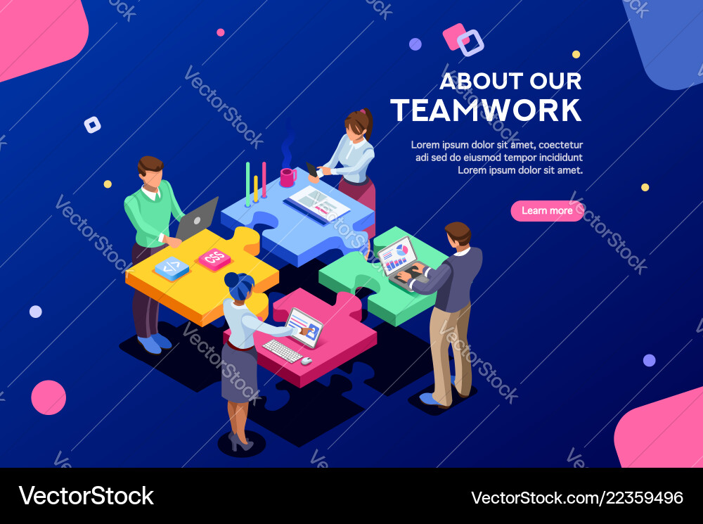 Startup Teamwork Concept Banner Royalty Free Vector Image