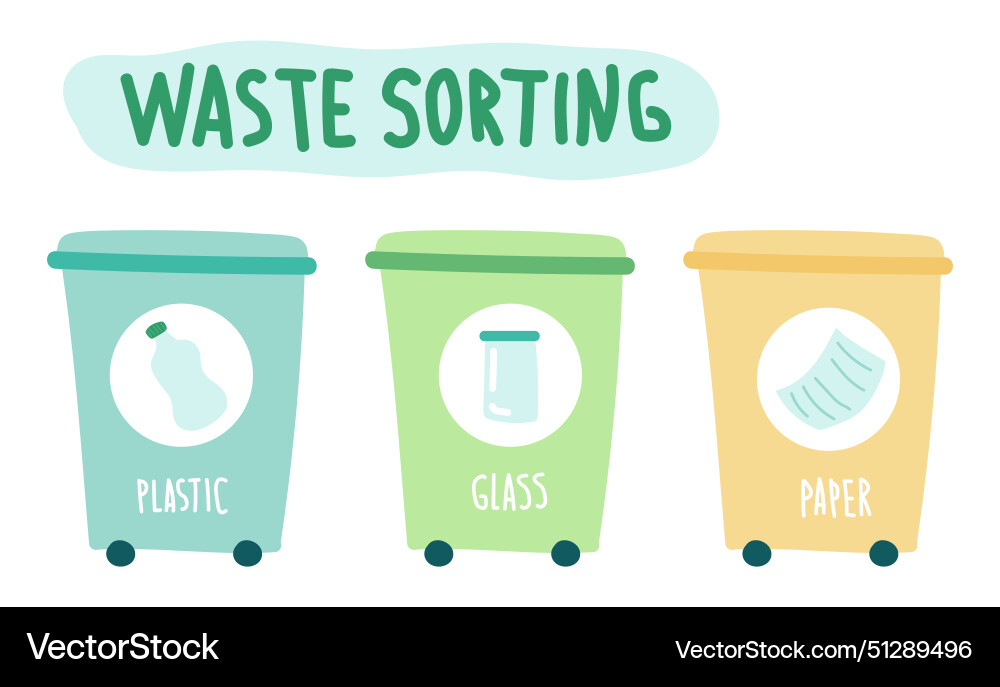 Waste sorting quote in flat design plastic glass Vector Image
