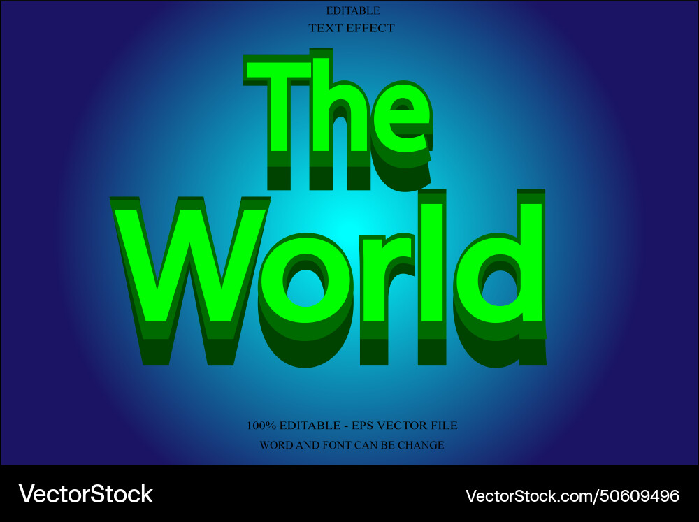 World editable text effect Royalty Free Vector Image