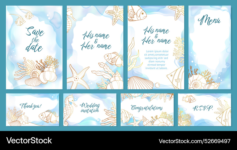 Beach wedding invitation summer sea ocean frame Vector Image