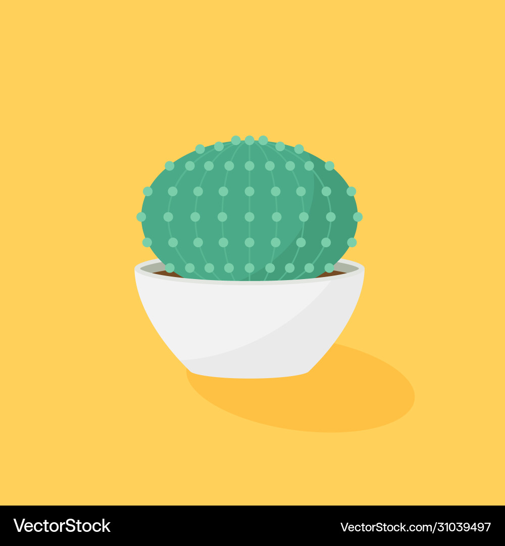 Cactus in a pot ceramic flat design Royalty Free Vector