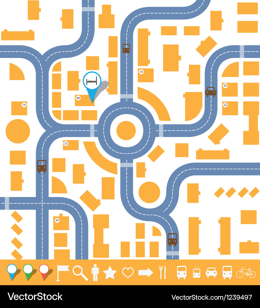 City map Royalty Free Vector Image - VectorStock