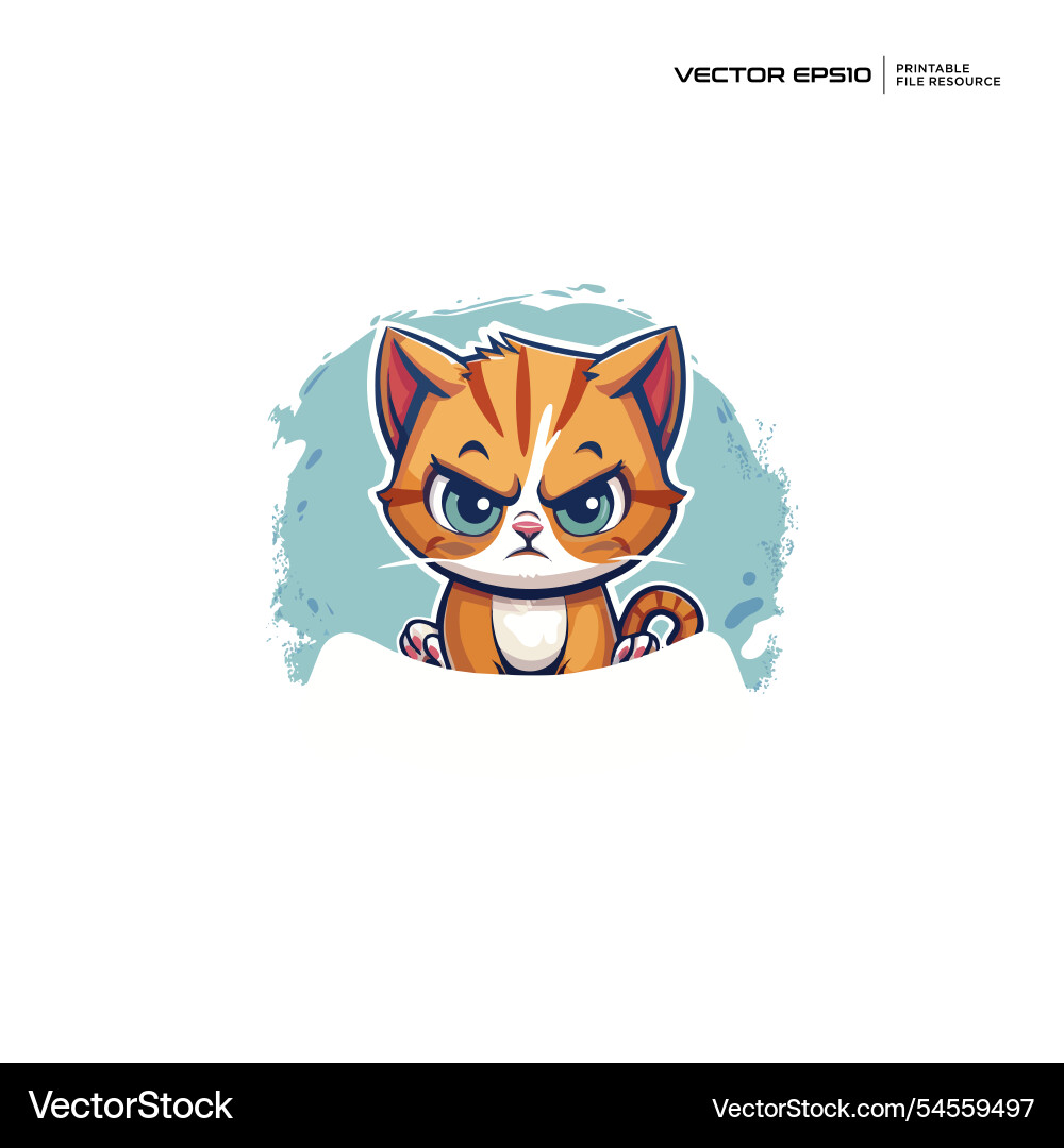 Cute angry cat character mascot logo design eps Vector Image