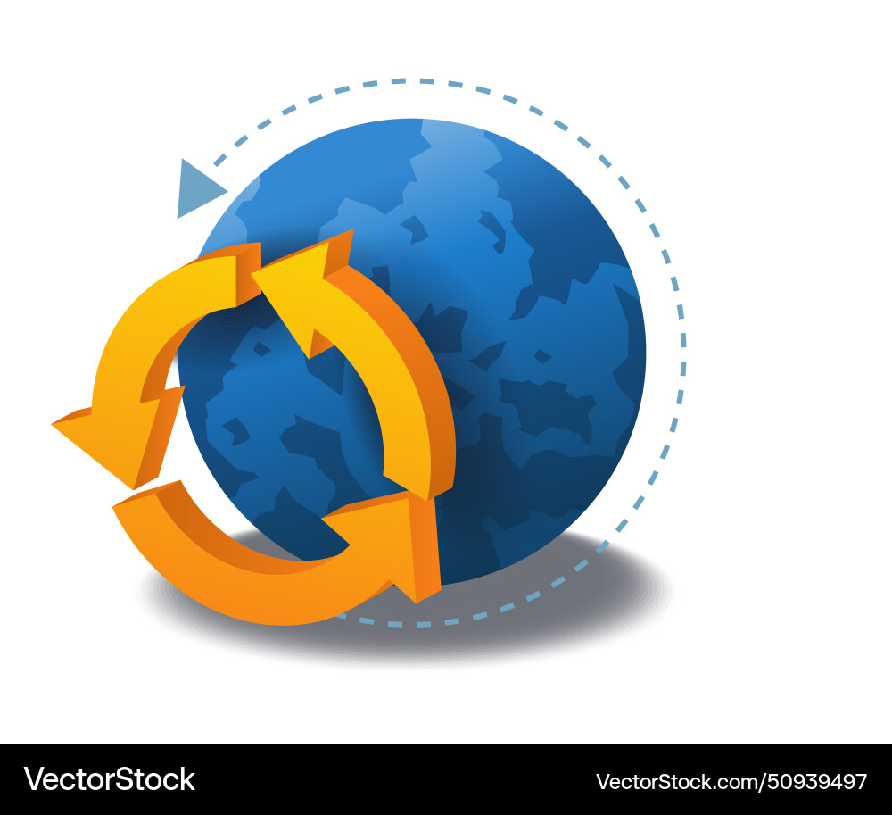 Earth rotation circle flat isometric 3d Royalty Free Vector