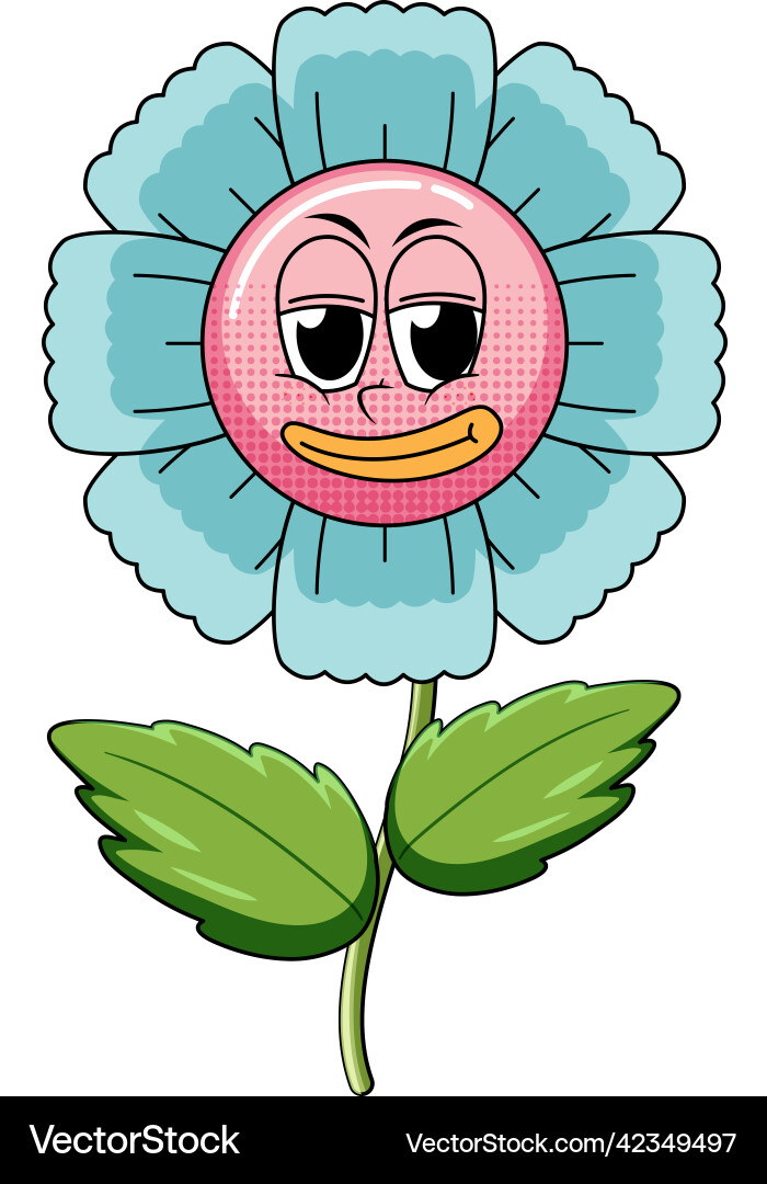 Flower cartoon character on white background Vector Image