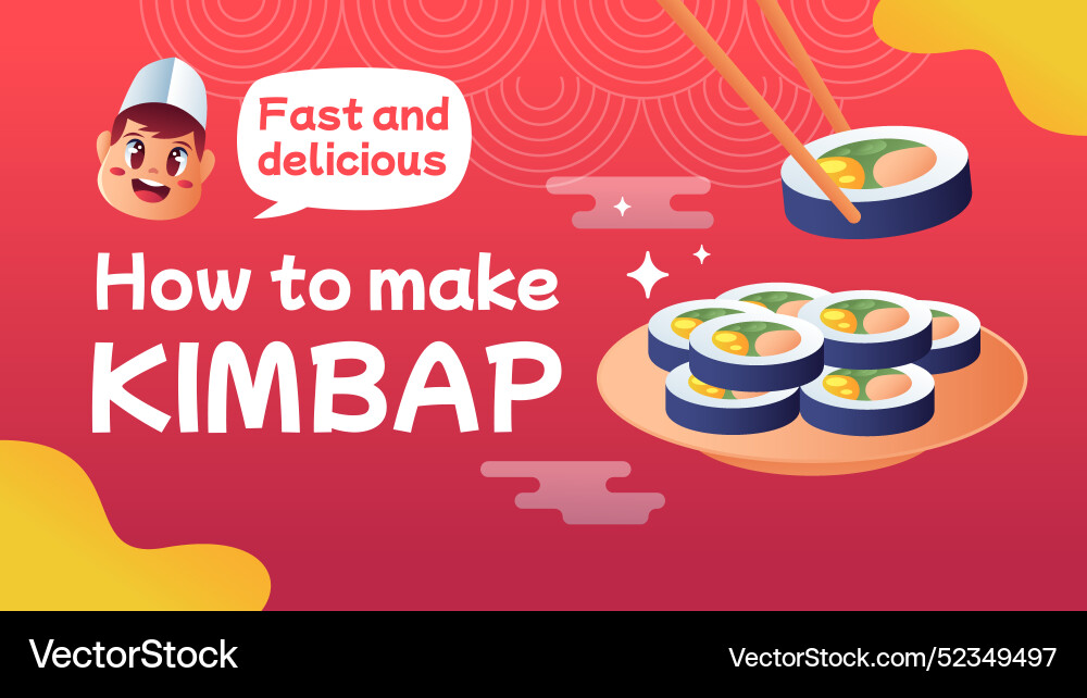 Hand drawn korean restaurant youtube thumbnail Vector Image