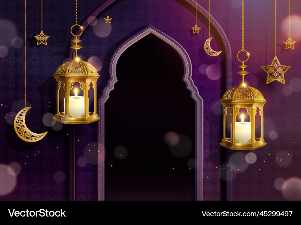 Islamic purple background Royalty Free Vector Image