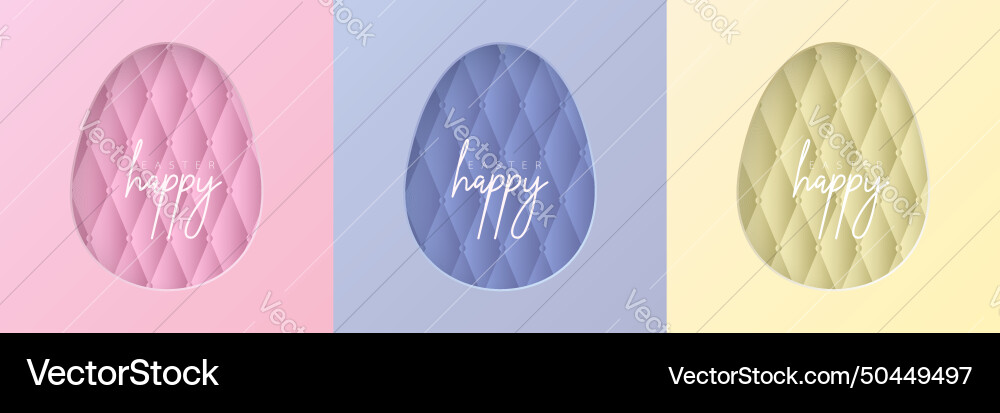 Set of pastel colored 3d egg shape frame design Vector Image