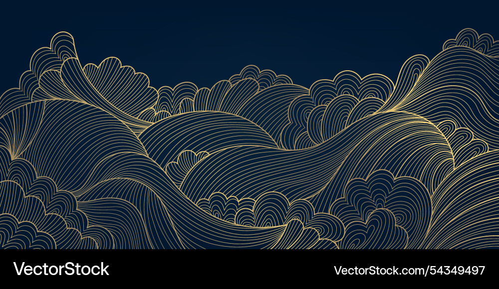 Wave line sea water pattern Royalty Free Vector Image