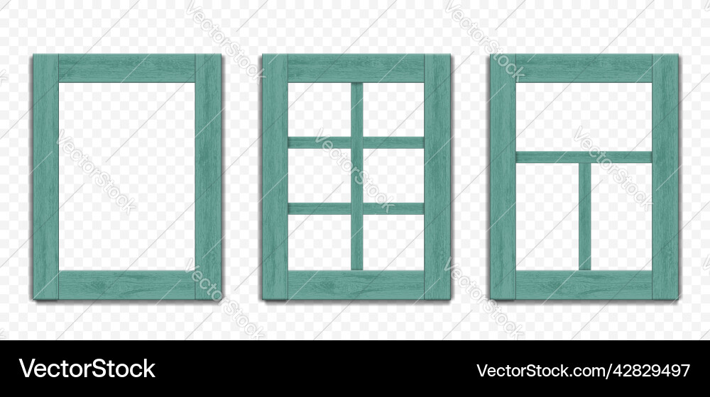 Wooden windows frames template mockup Royalty Free Vector