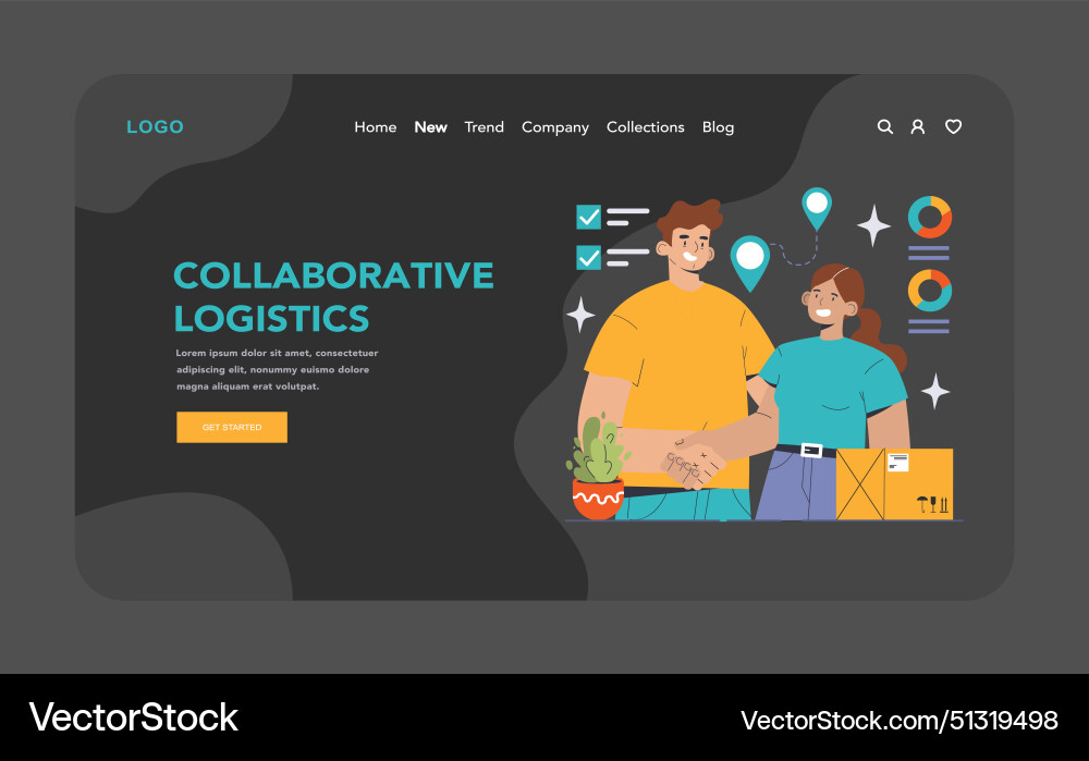 Collaborative logistics concept flat Royalty Free Vector