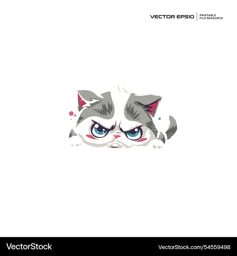 Cute angry cat character mascot logo design eps Vector Image