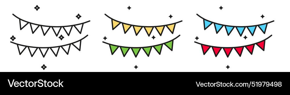 Festive decorative party flags icon for birthday Vector Image