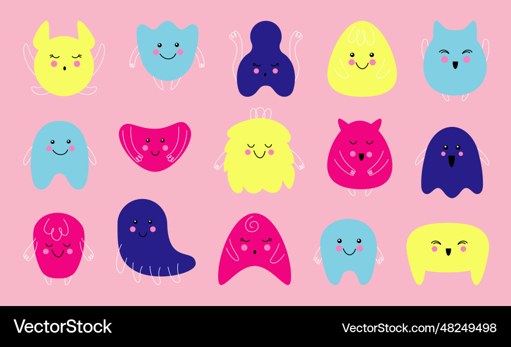 Monsters set cute abstract creatures different Vector Image
