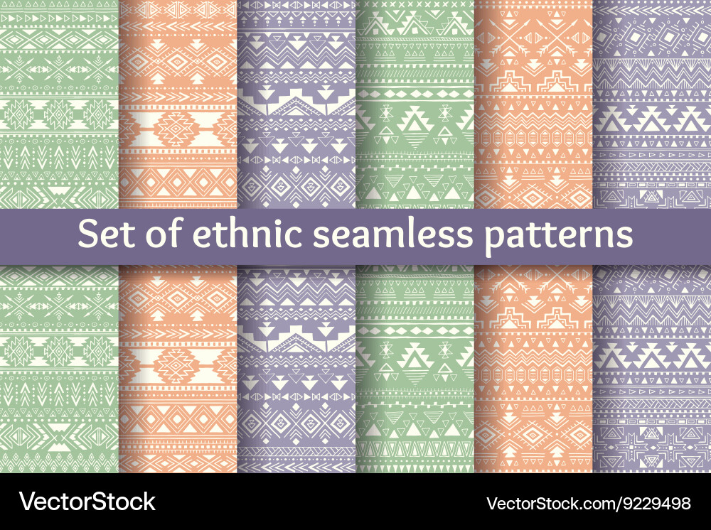 Set of six ethnic seamless patterns Royalty Free Vector