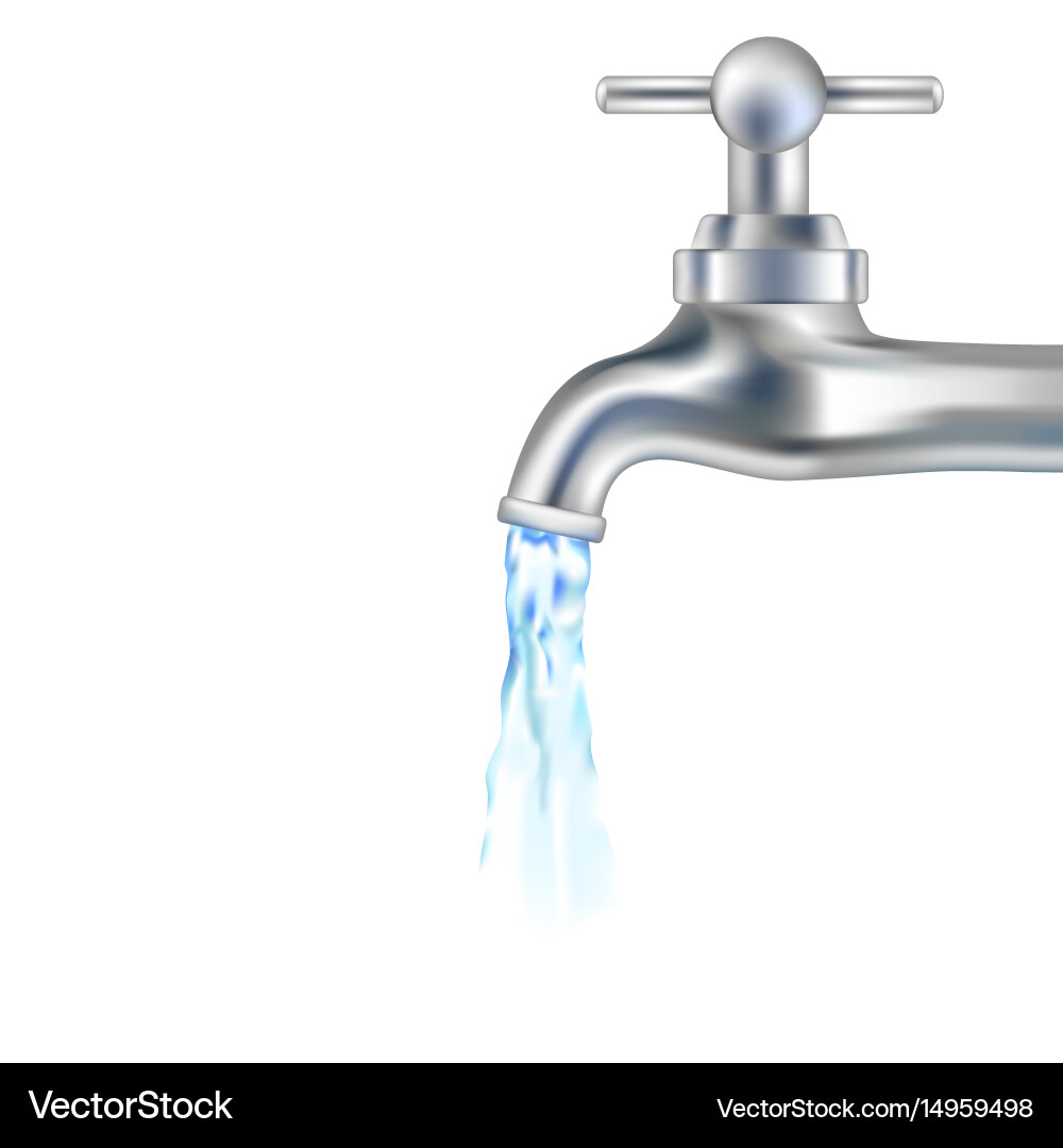 Silver tap with water Royalty Free Vector Image