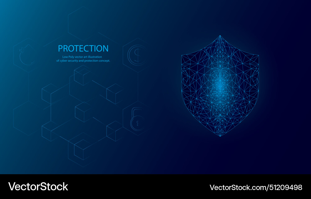 Technology background low poly shield and protecti