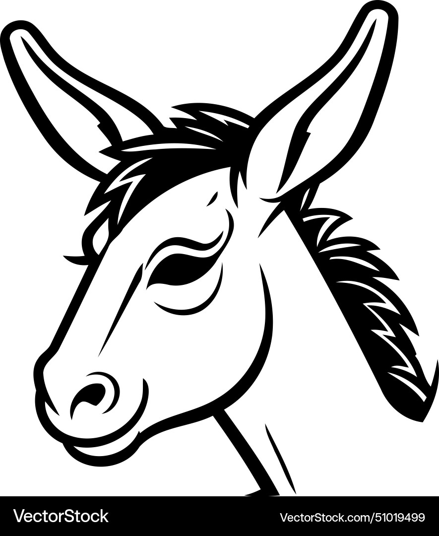 A donkey head isolated on white background done Vector Image