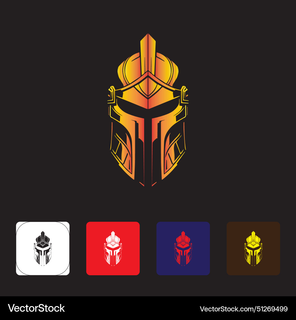 Ancient warriors medieval-inspired helmet logo Vector Image