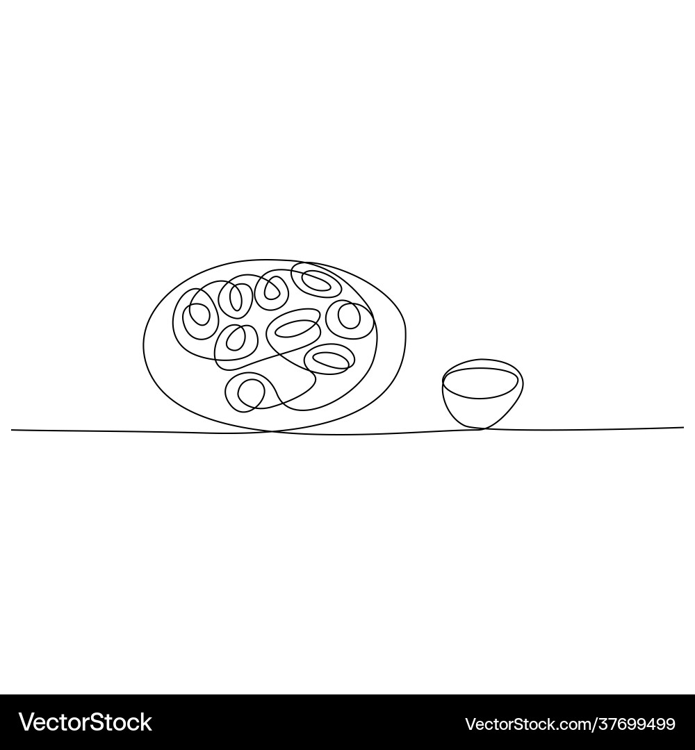 Continuous line drawing sea food squid Royalty Free Vector