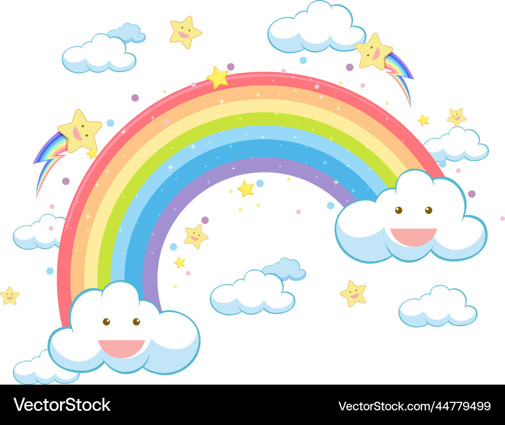 Pastel Rainbow with Clouds – Royalty-Free Vector | VectorStock