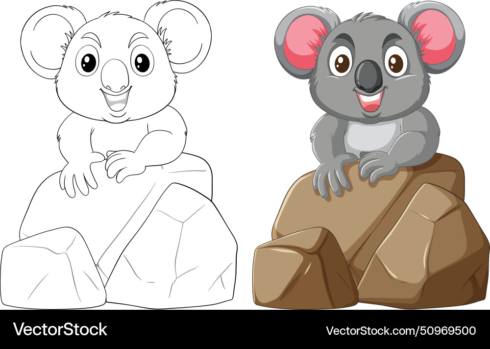 A koala colored and line art Royalty Free Vector Image