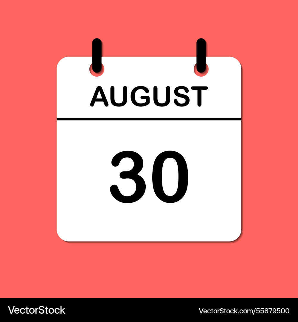 August 30 daily calendar icon for design simple Vector Image