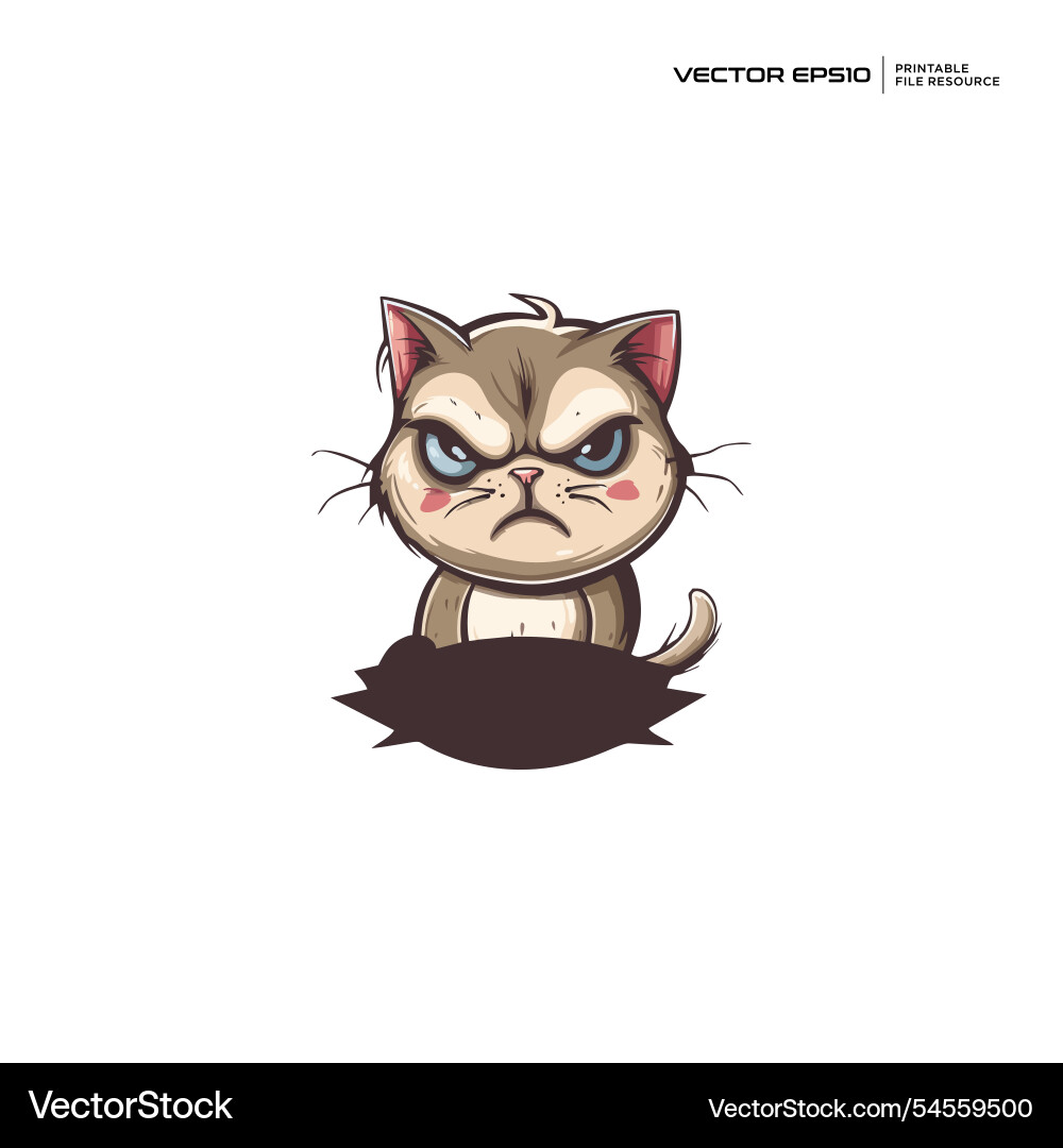 Cute angry cat character mascot logo design eps Vector Image
