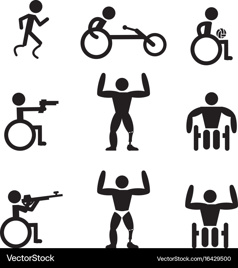 Disable handicap sport icons runner bodybuilding Vector Image