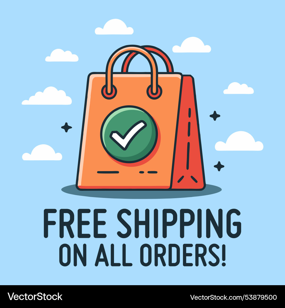 Free shipping on all orders Royalty Free Vector Image