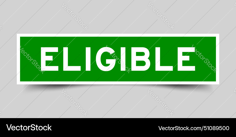 Green color square label sticker with word Vector Image