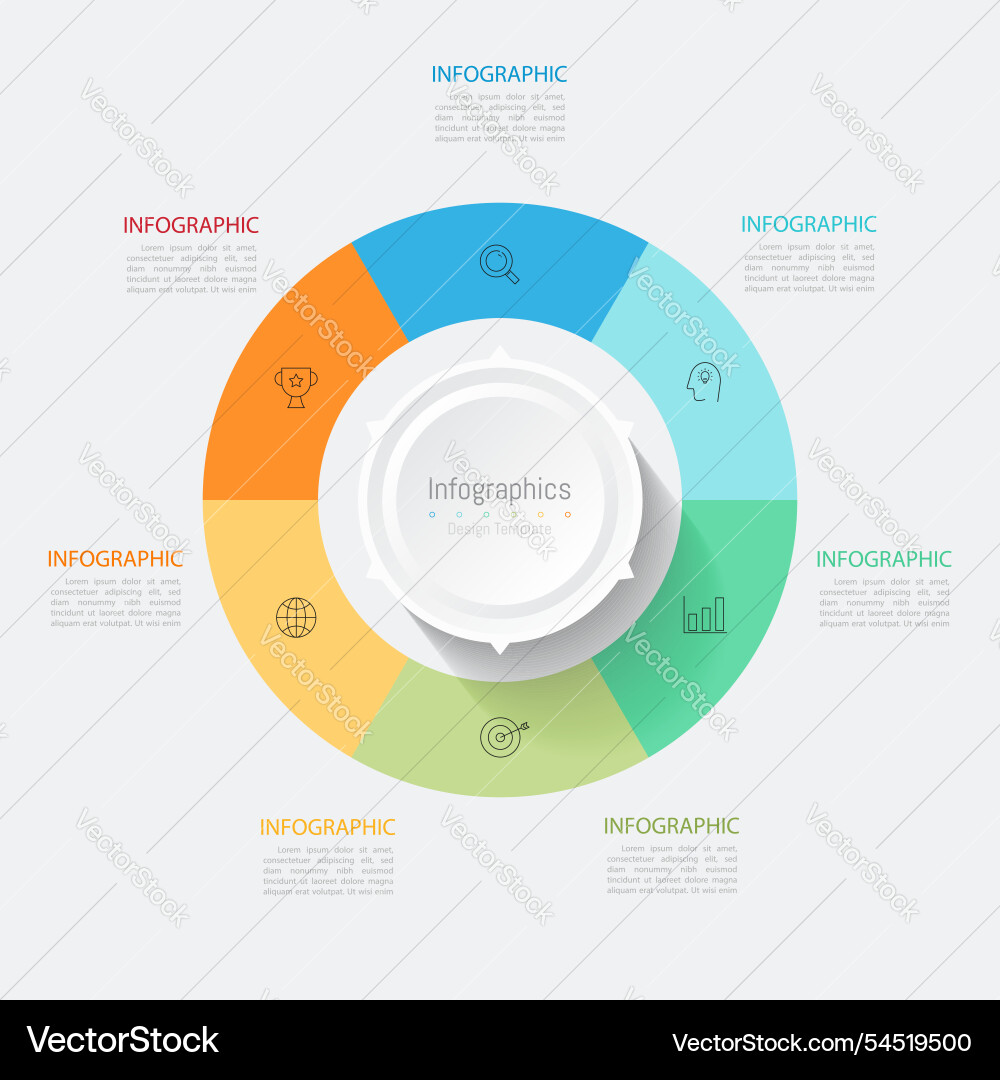 Infographic 6 options design elements Royalty Free Vector