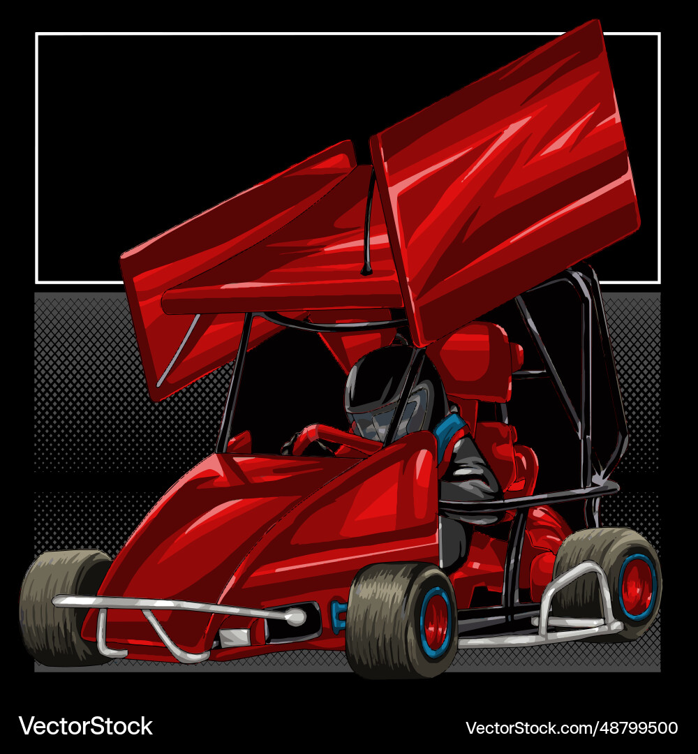 Red drag racing car with grey strip Royalty Free Vector