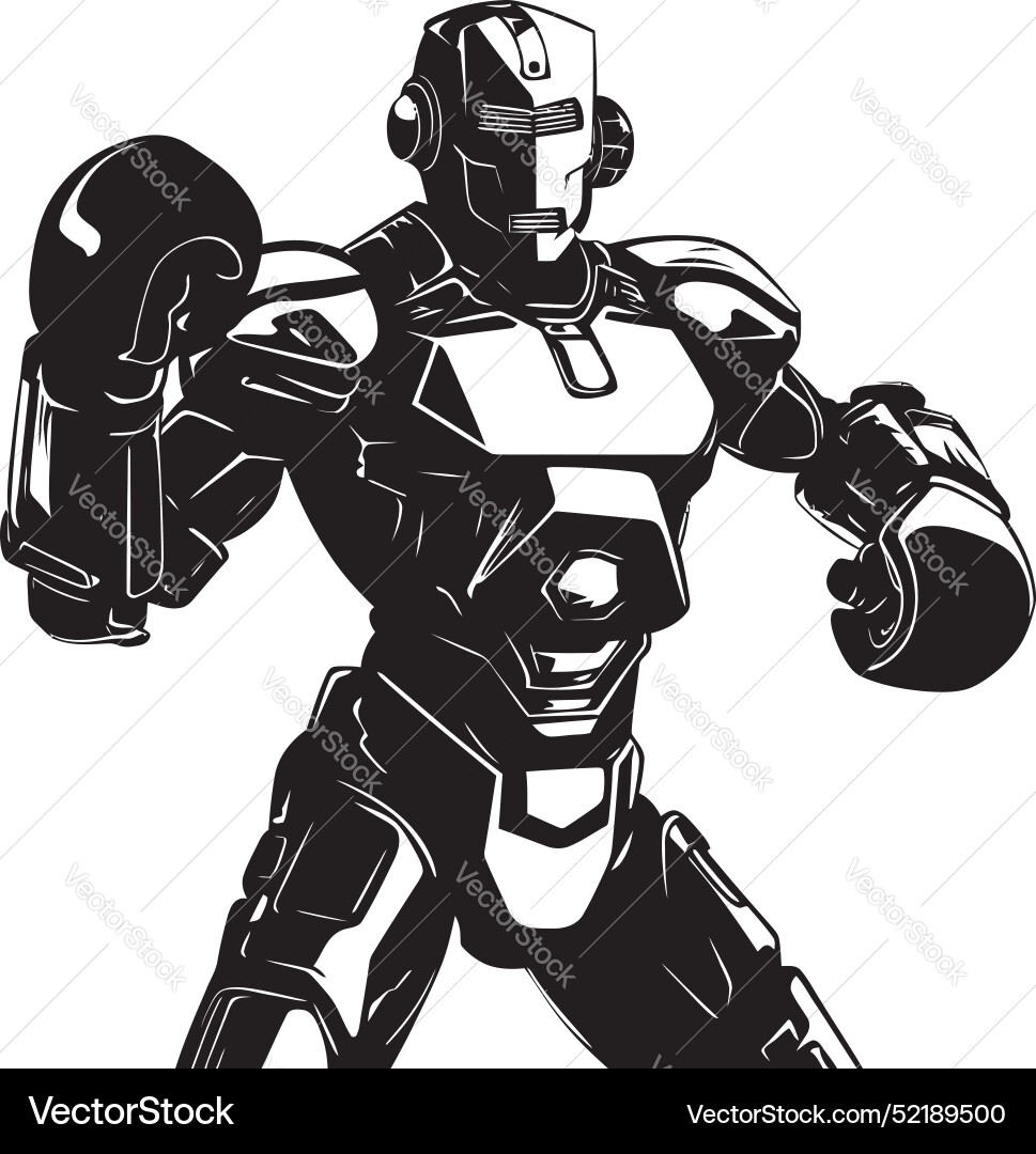 Robotic ringmaster robot boxer black logo icon Vector Image