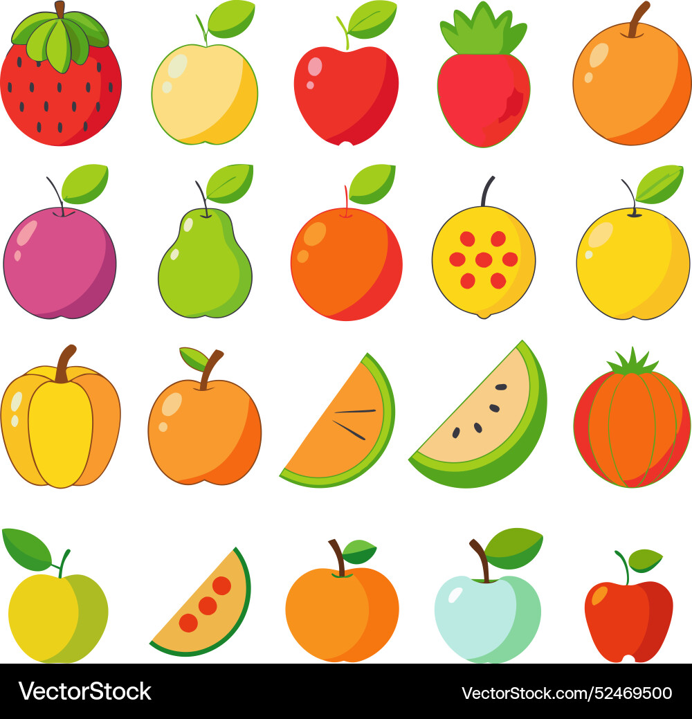 Set of healthy fruit Royalty Free Vector Image