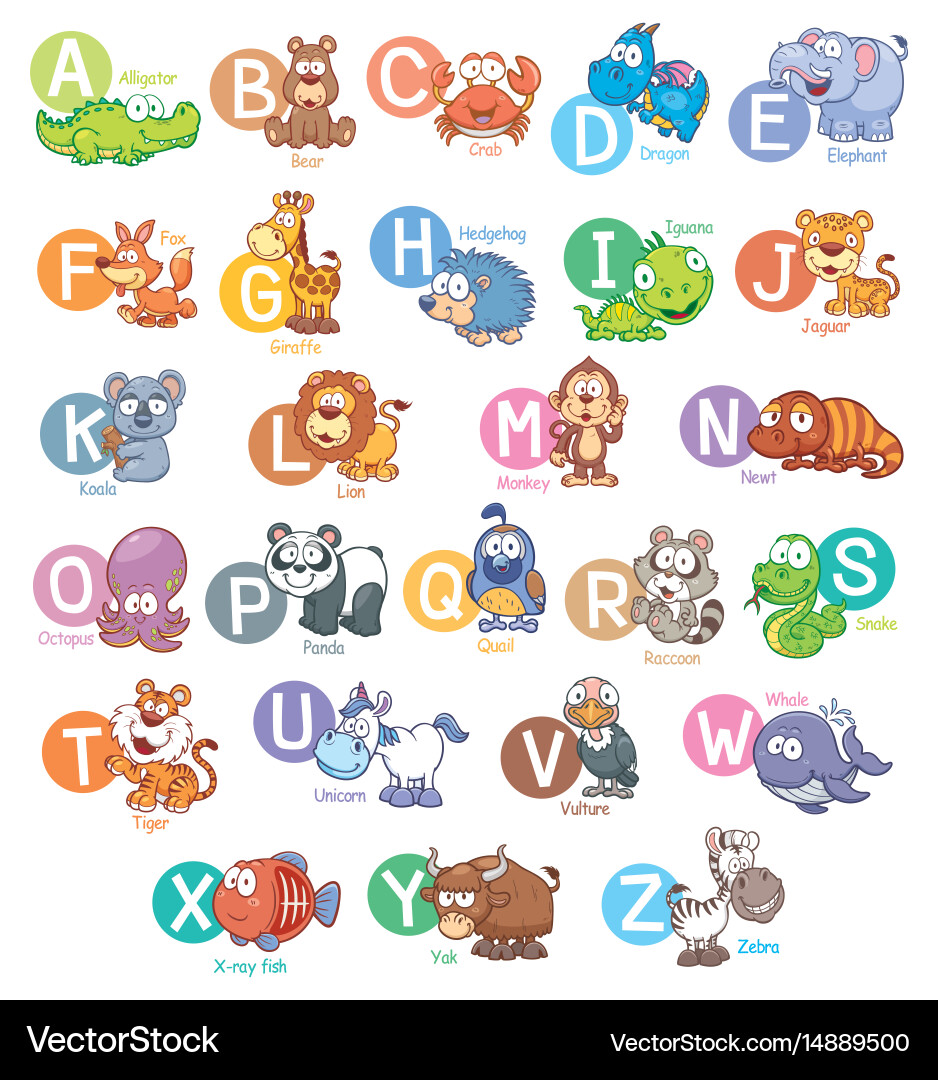 Tier Alphabet Diagramm Lizenzfreies Vektorbild