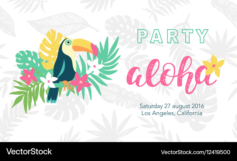 Tropical Aloha Party Banner Royalty Free Vector Image