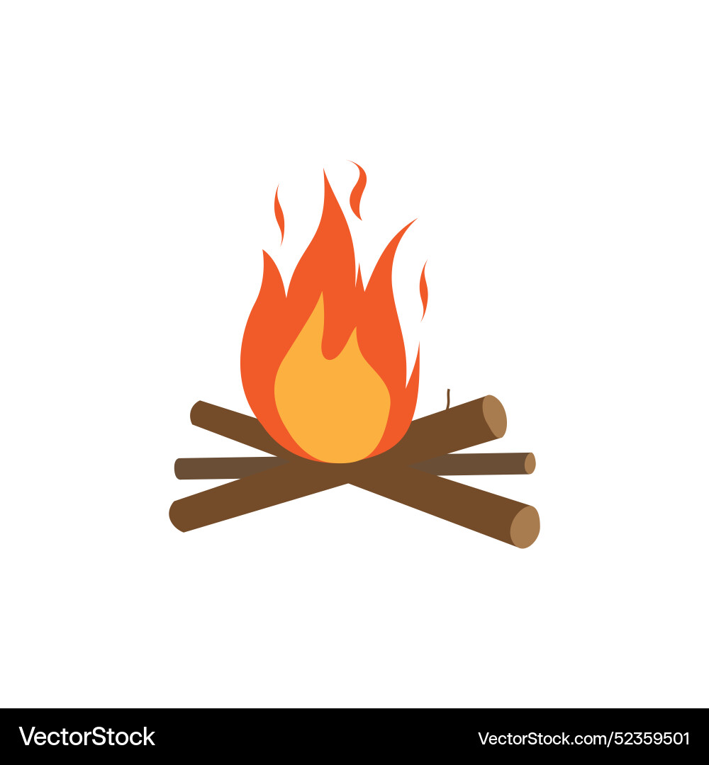 Campfire burning bonfire wood log with fire Vector Image