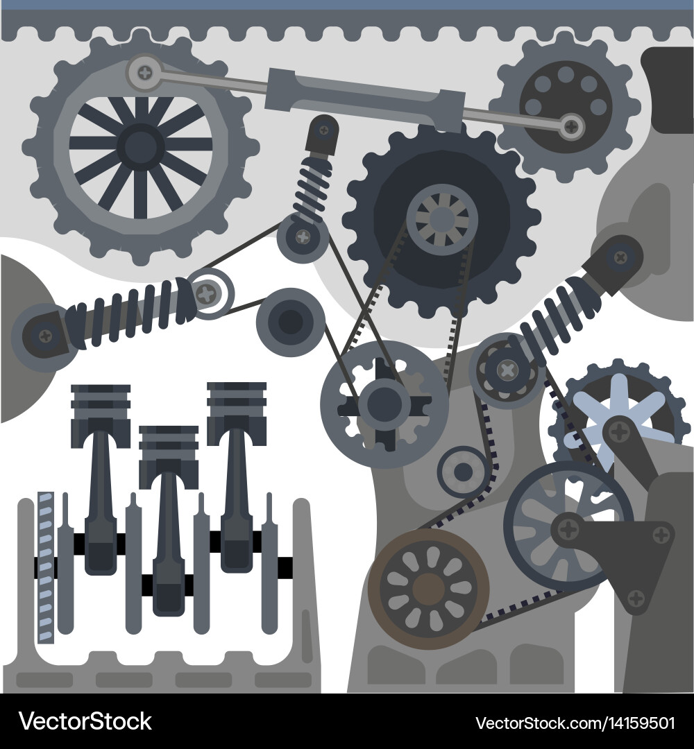 Car engine mechanism automobile motor Royalty Free Vector