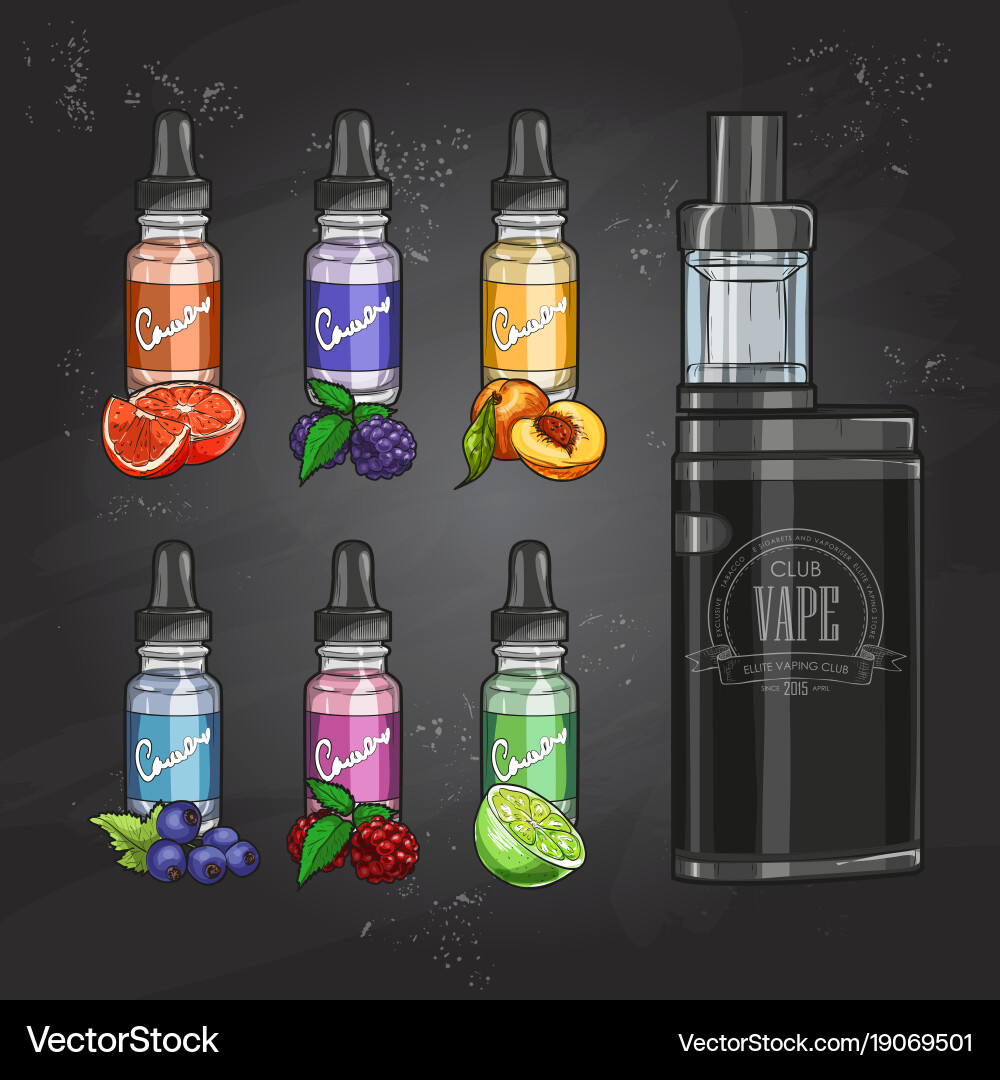 Color sketch vape pen Royalty Free Vector Image