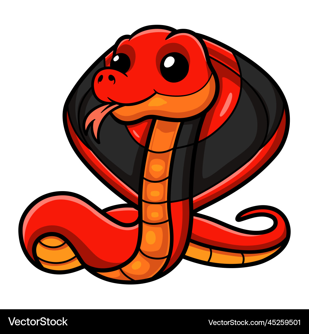 Cute red spitting cobra cartoon Royalty Free Vector Image