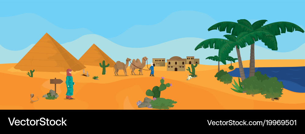 Egyptian pyramids landscape Royalty Free Vector Image