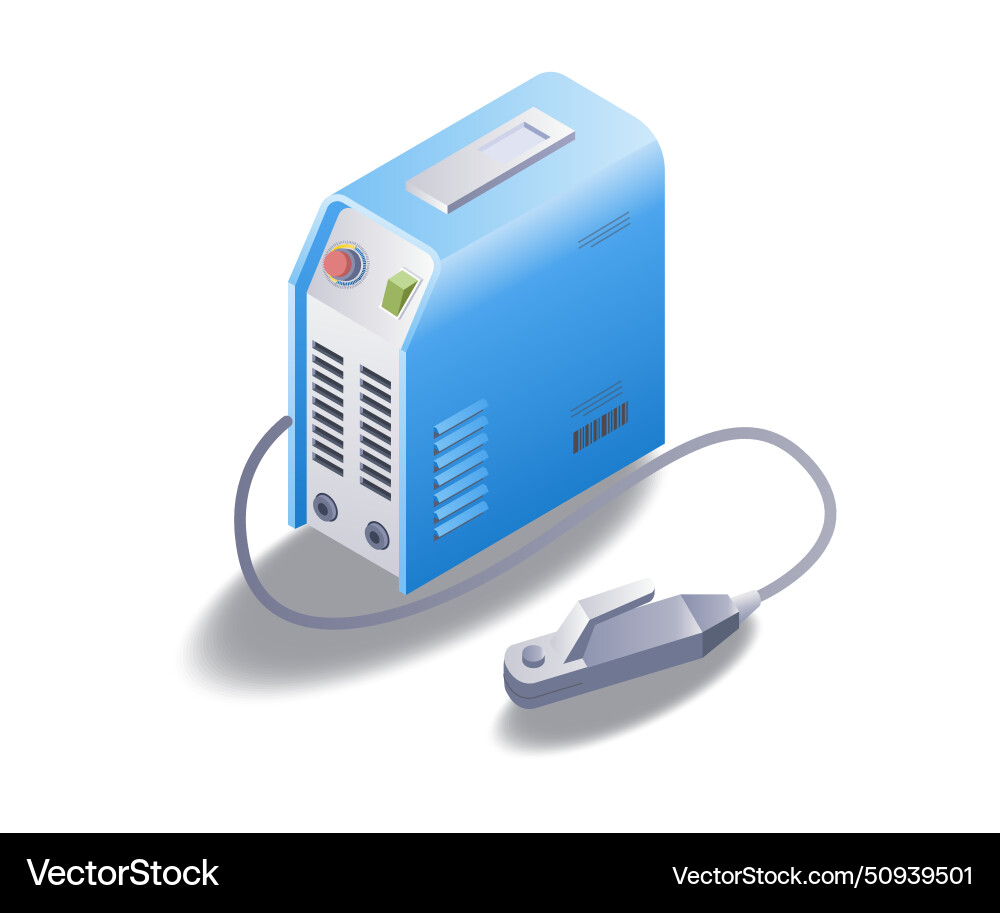 Electric welding inverter flat isometric 3d Vector Image