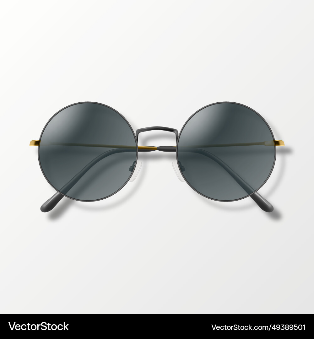 Realistic black round frame glasses Royalty Free Vector